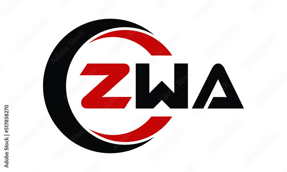 ZWA swoosh three letter logo design vector template | monogram logo ...