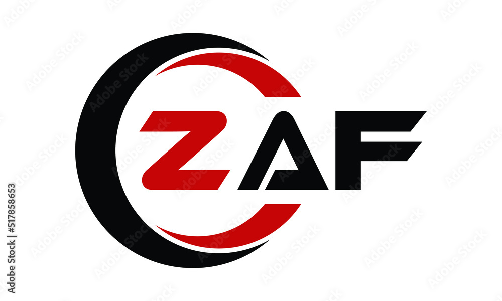 ZAF swoosh three letter logo design vector template | monogram logo ...