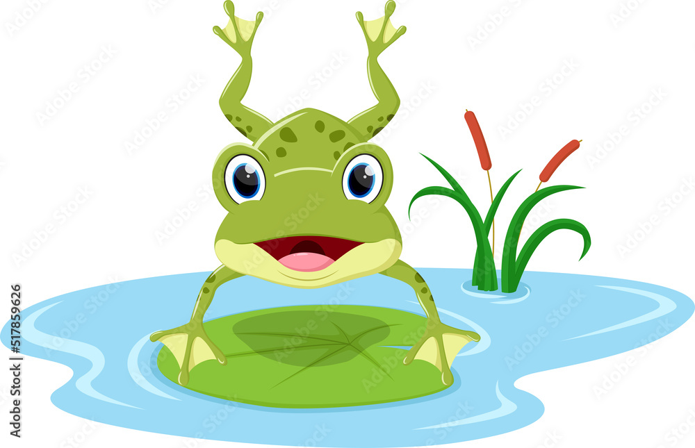 Cartoon happy frog jumping , isolated on white background Stock Vector ...