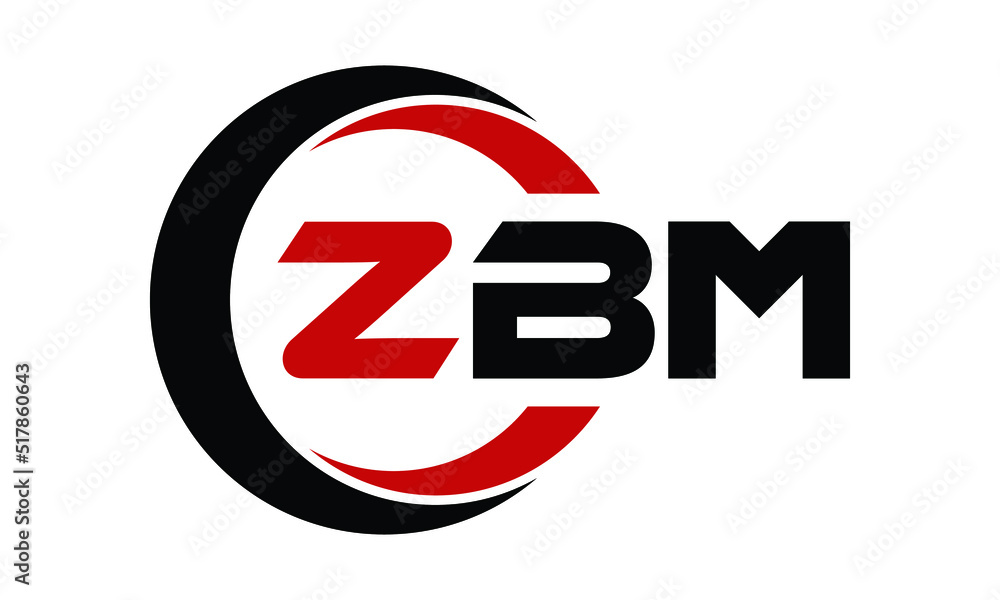 ZBM swoosh three letter logo design vector template | monogram logo ...