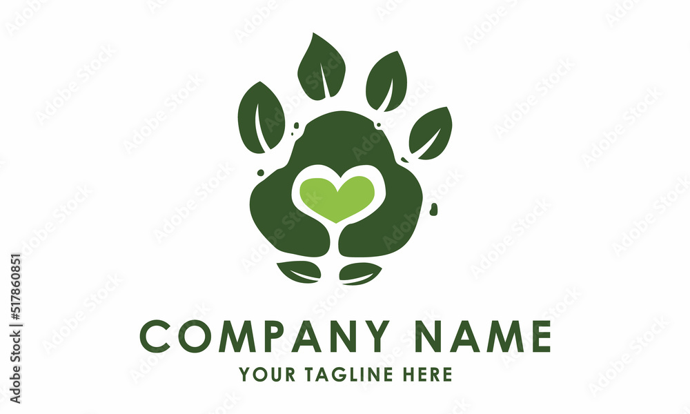 leaf paw logo design concept Stock Vector | Adobe Stock