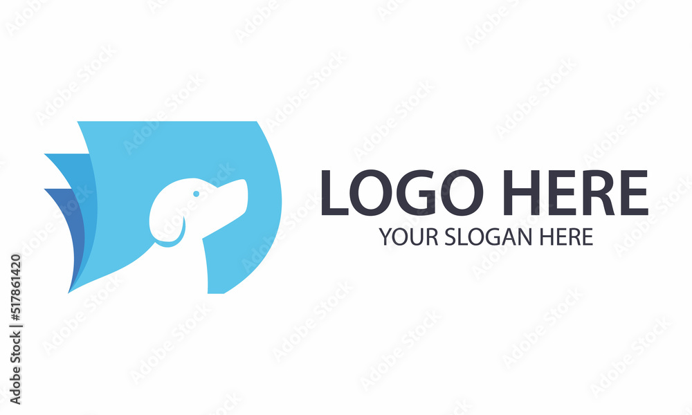Blue Negative Space Dog Logo Design Stock Vector | Adobe Stock