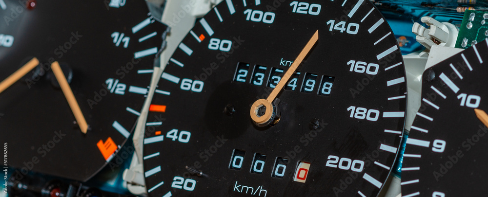 Old car speedometer,odometer. Speed indicator background.Roration ...