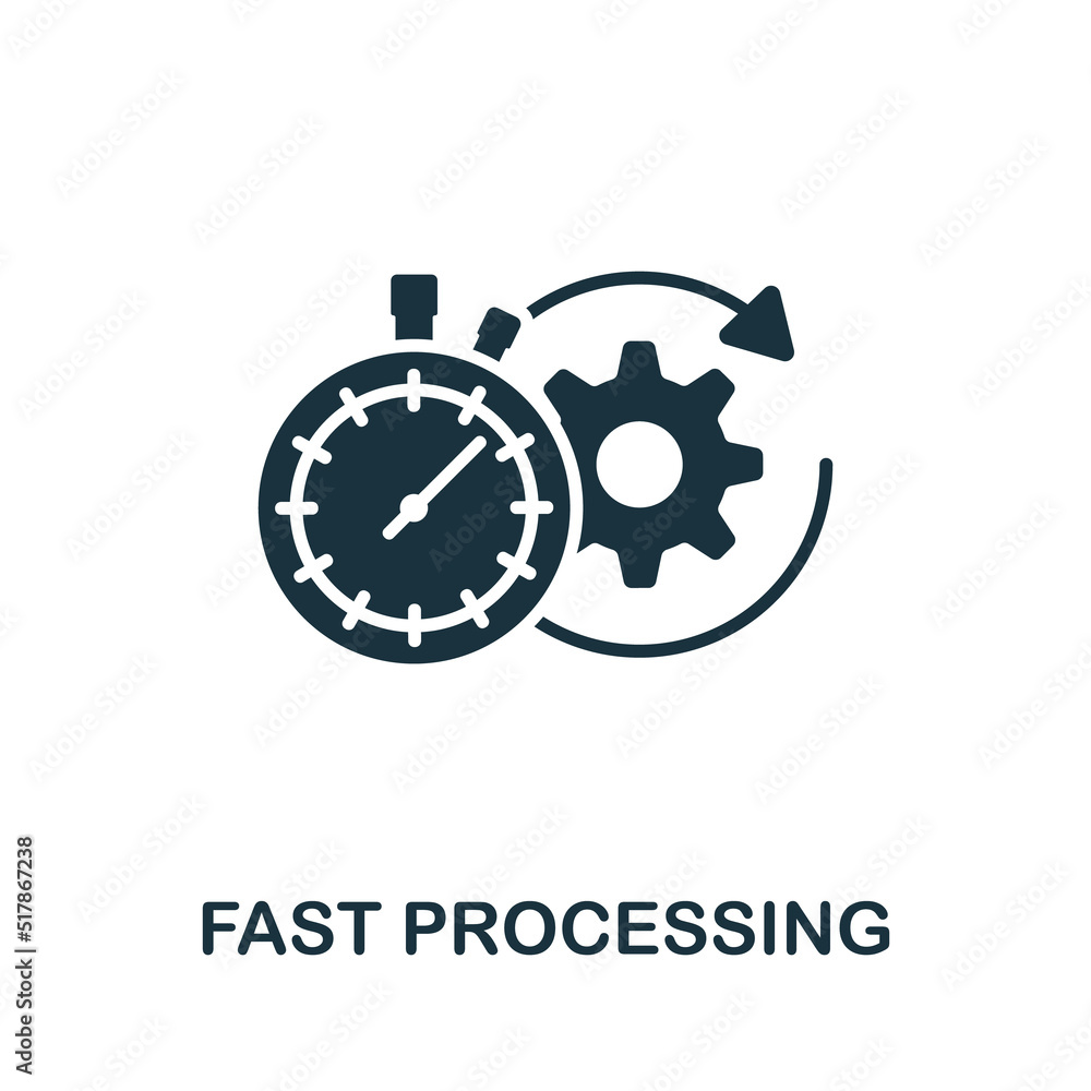 Fast Processing icon. Monochrome simple line Data Science icon for ...