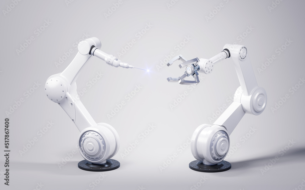 Mechanical arm with white background, 3d rendering. Stock Illustration ...