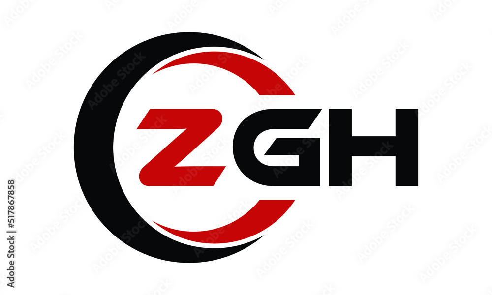ZGH swoosh three letter logo design vector template | monogram logo ...