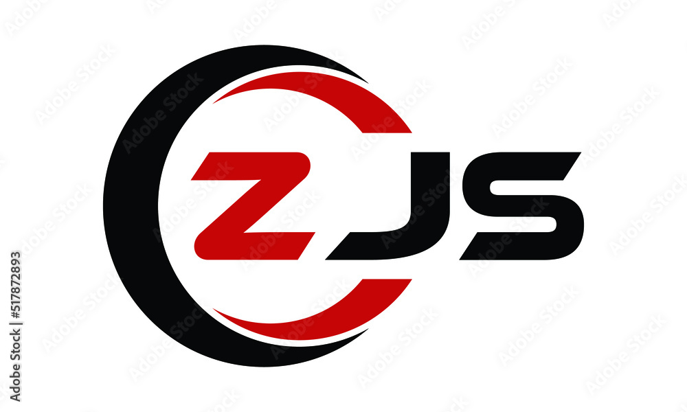 ZJS swoosh three letter logo design vector template | monogram logo ...