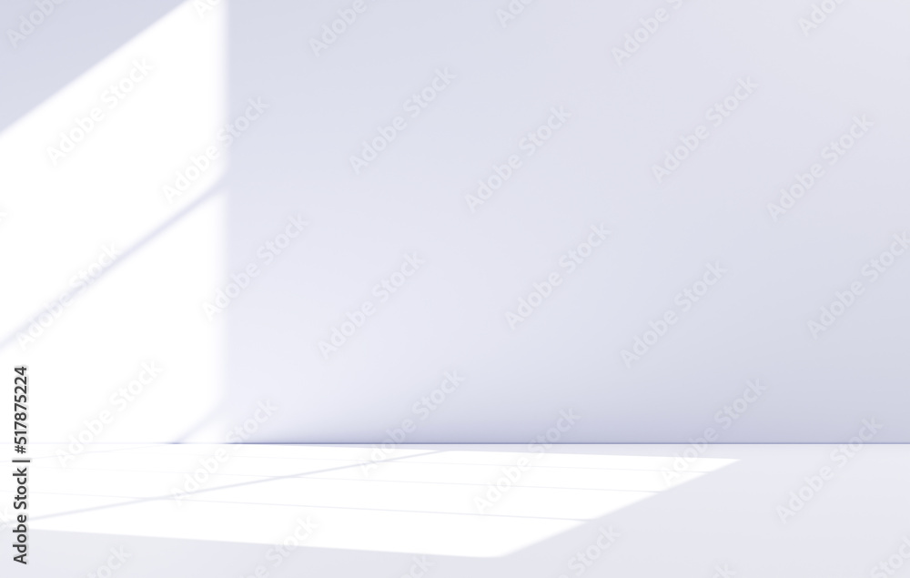 White abstract background with window lights and shadows backdrop 3D ...