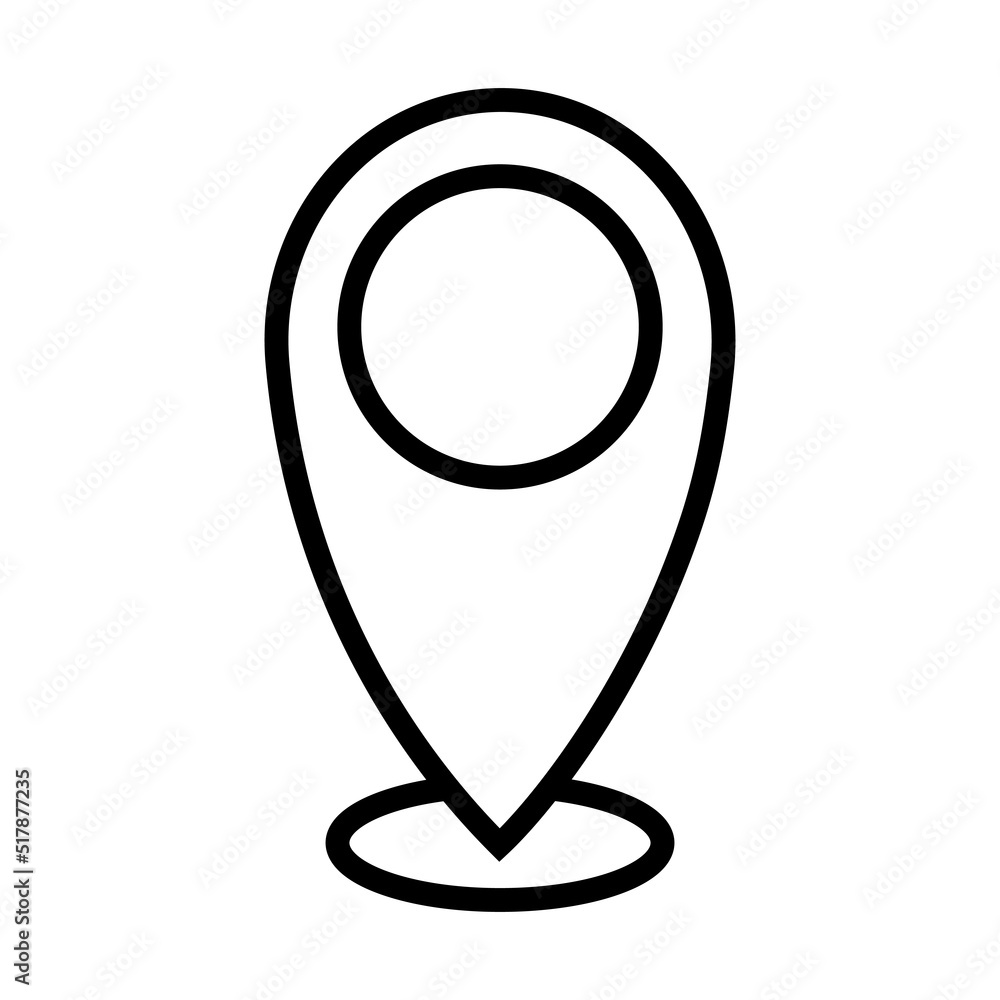 Outline Stroke Location Map Vector Icon Clipart Symbol in white ...