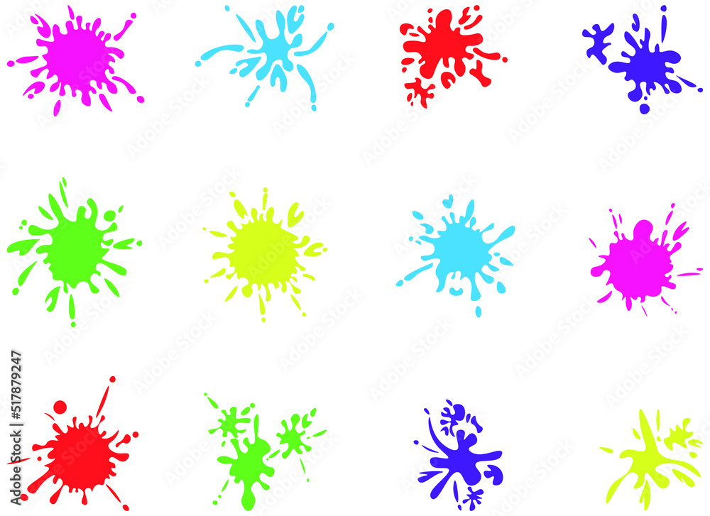 Beautiful colour paint splashes. Set of paint splashes. Vector ...