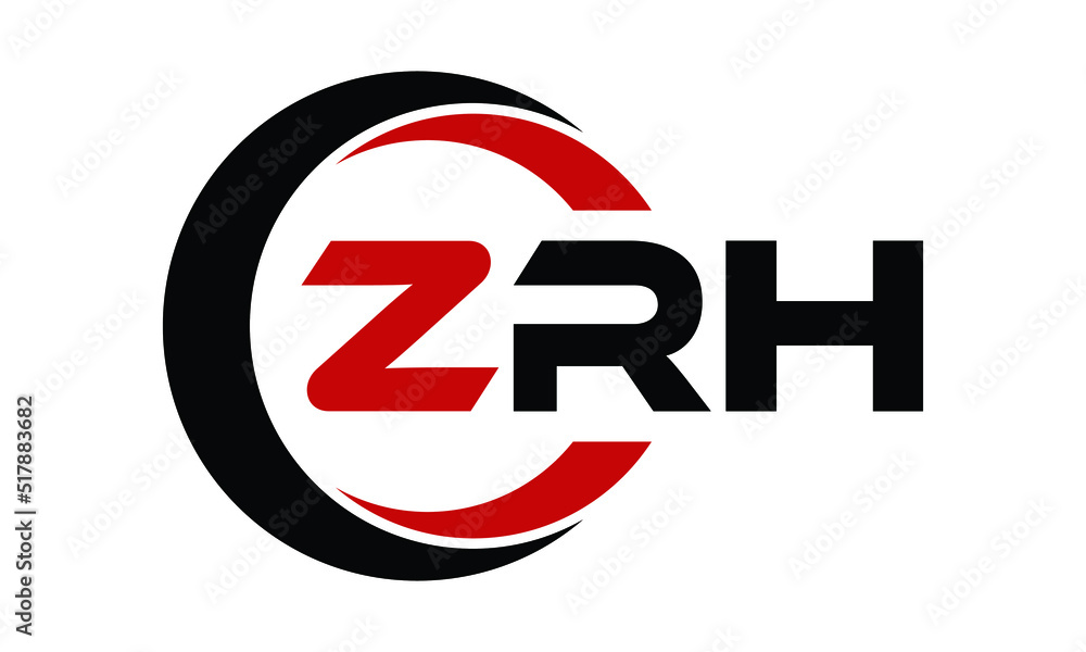 ZRH swoosh three letter logo design vector template | monogram logo ...