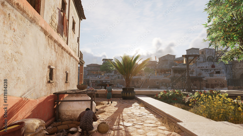 Ancient environment illustration, immersive virtual worlds. 3D ...