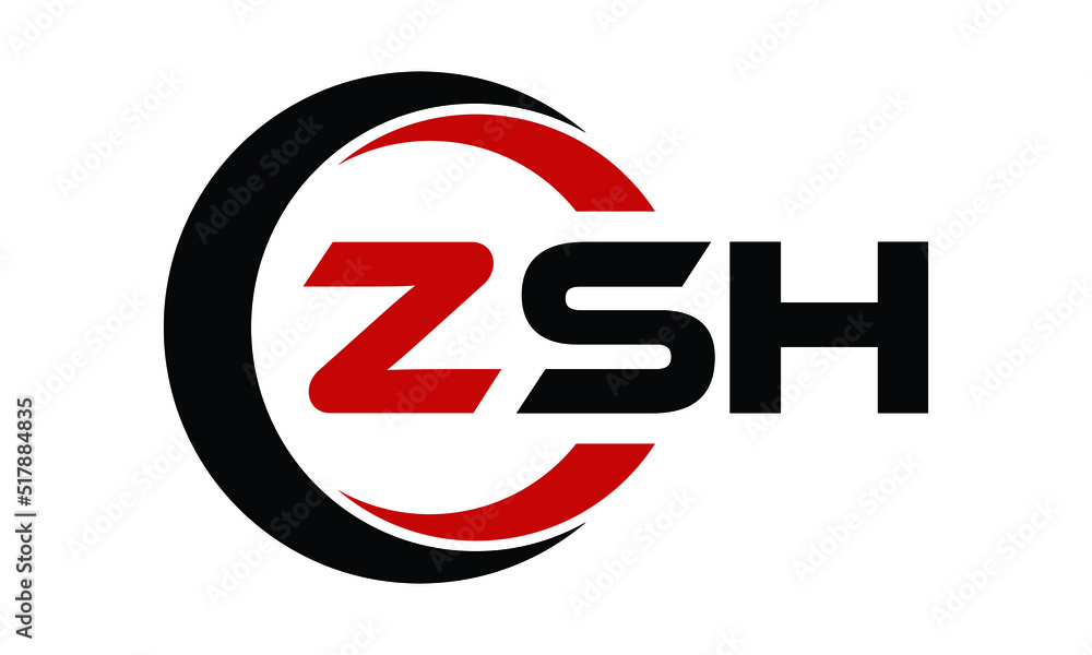 ZSH swoosh three letter logo design vector template | monogram logo ...