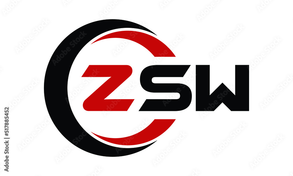 ZSW swoosh three letter logo design vector template | monogram logo ...