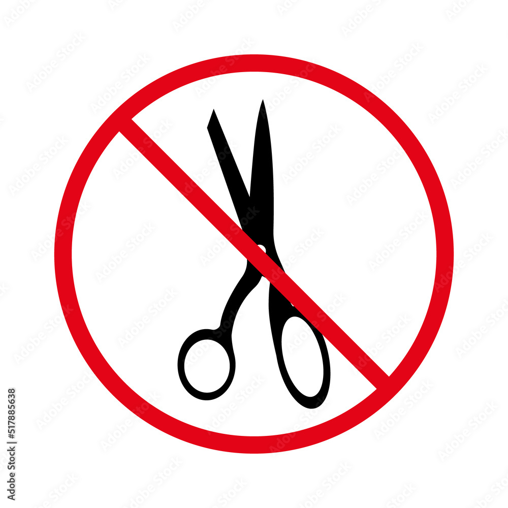 Forbidden Pair of Handle Metal Scissor Pictogram. Ban Scissor Barber ...