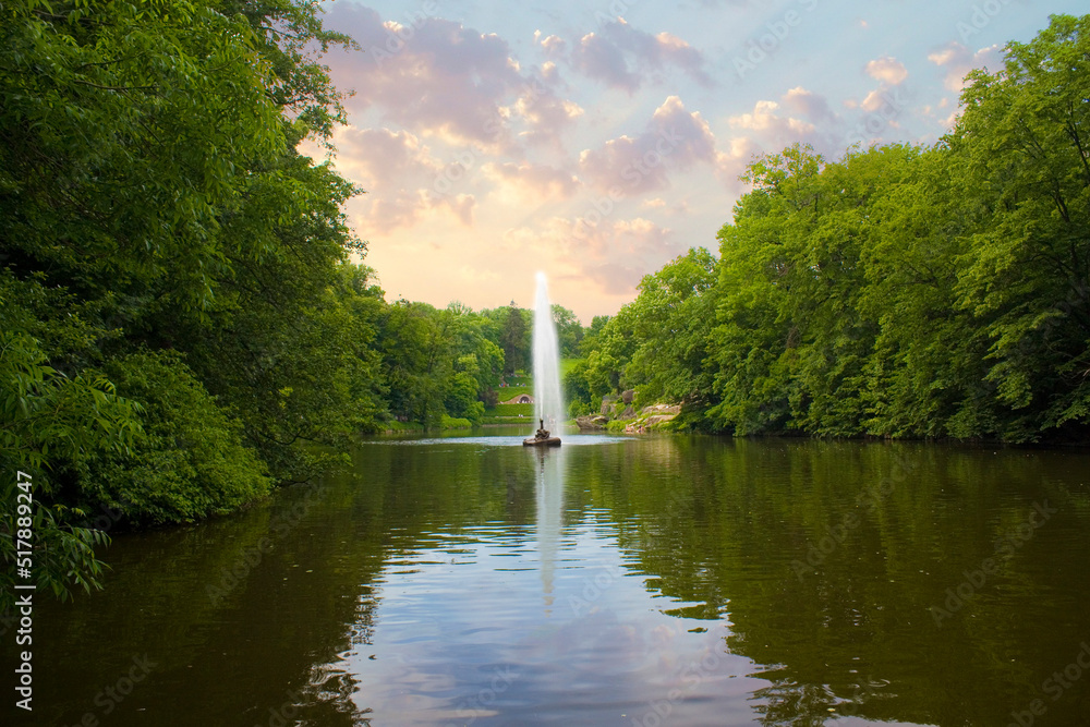 Snake fountain in National dendrological park "Sofiyivka" in Uman ...