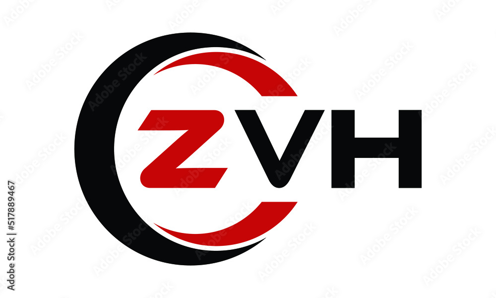 ZVH swoosh three letter logo design vector template | monogram logo ...