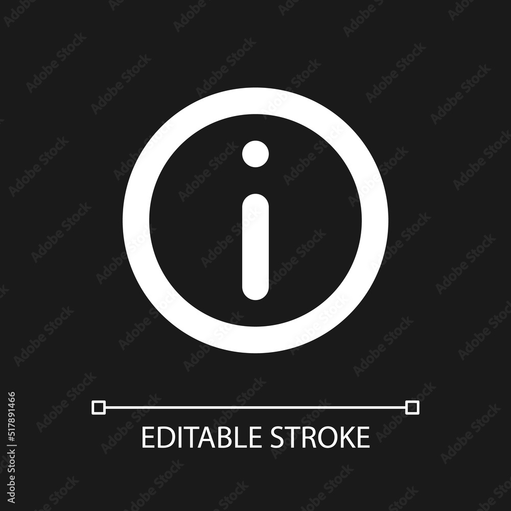 Info pixel perfect white linear ui icon for dark theme. Additional ...