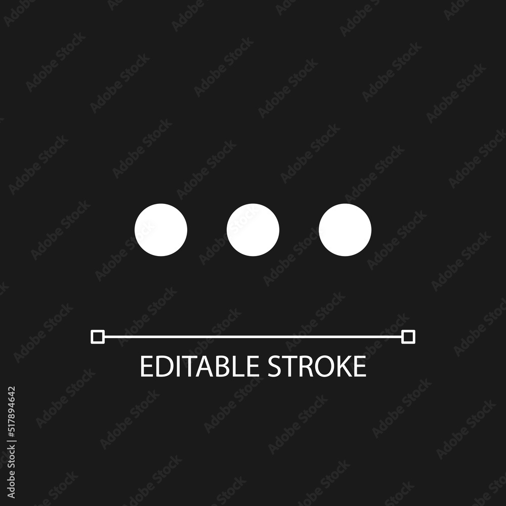 Three horizontal dots menu pixel perfect white linear ui icon for dark ...