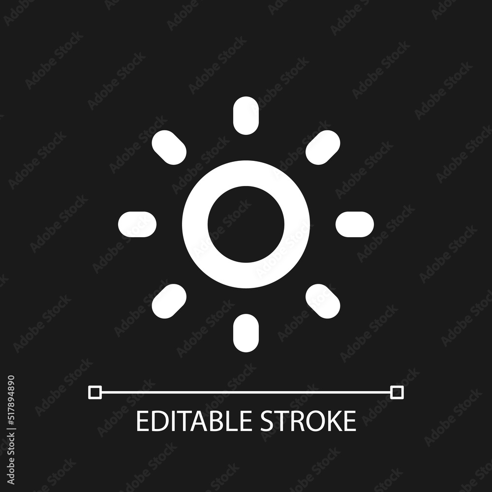 Light mode pixel perfect white linear ui icon for dark theme. Daytime ...