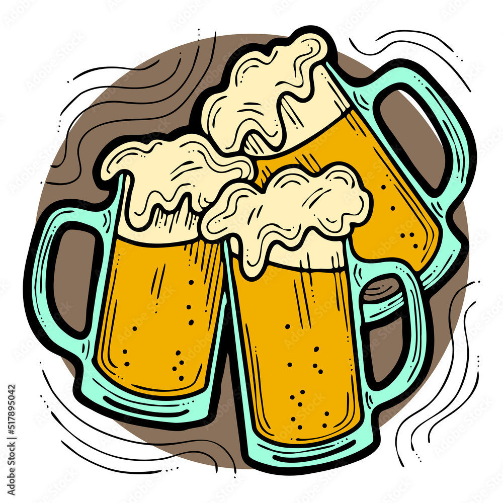 Beer mug full of foamy cold drink. Traditional German beverage ...