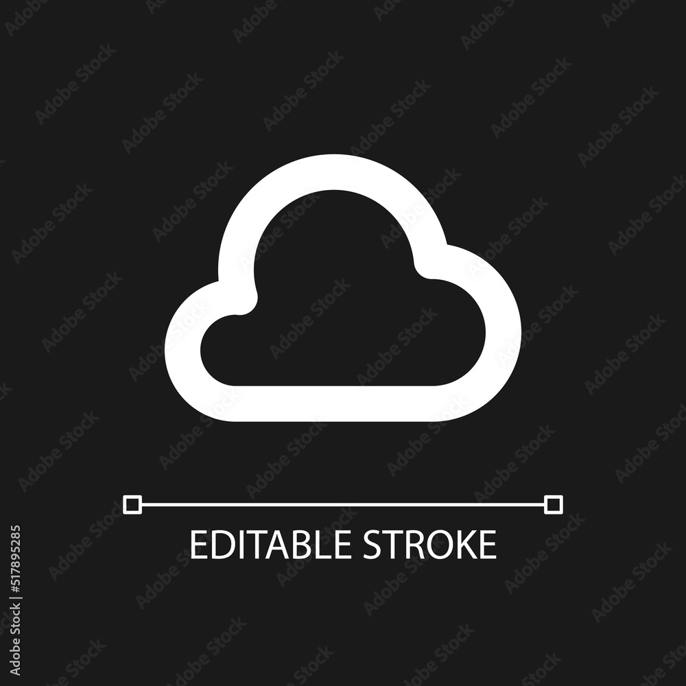 Cloud computing pixel perfect white linear ui icon for dark theme. Data storage. File sharing ...