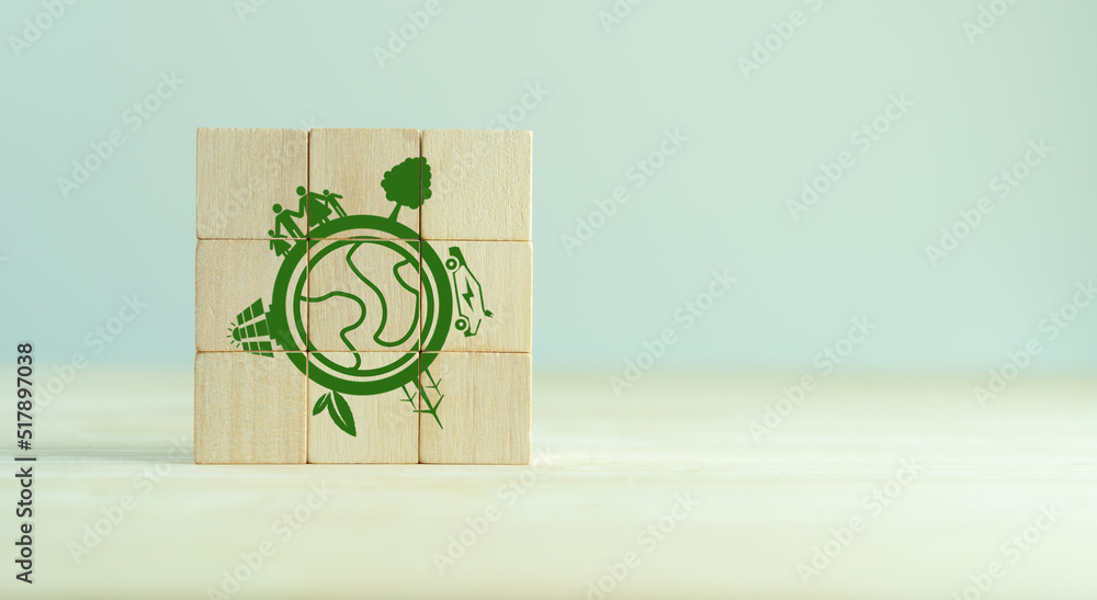 Eco friendly, green company culture concept. Carbon neutral and net ...