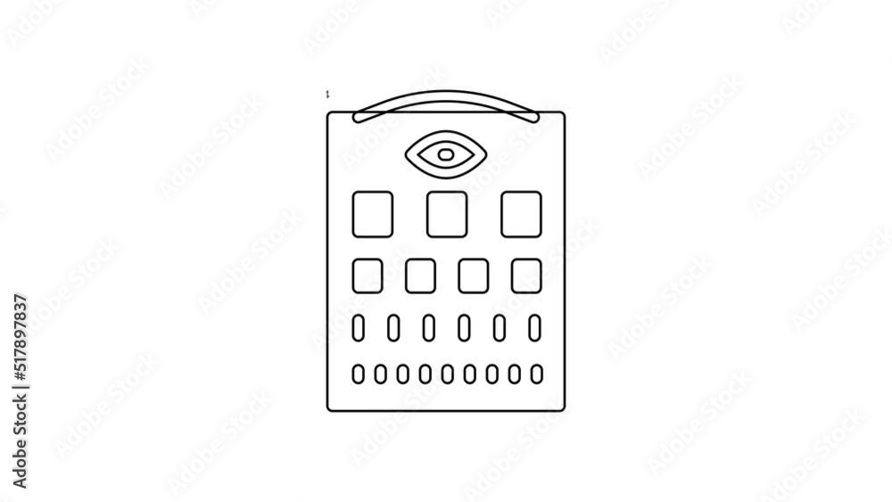 Vídeo do Stock: Black line Eye test chart icon isolated on white ...