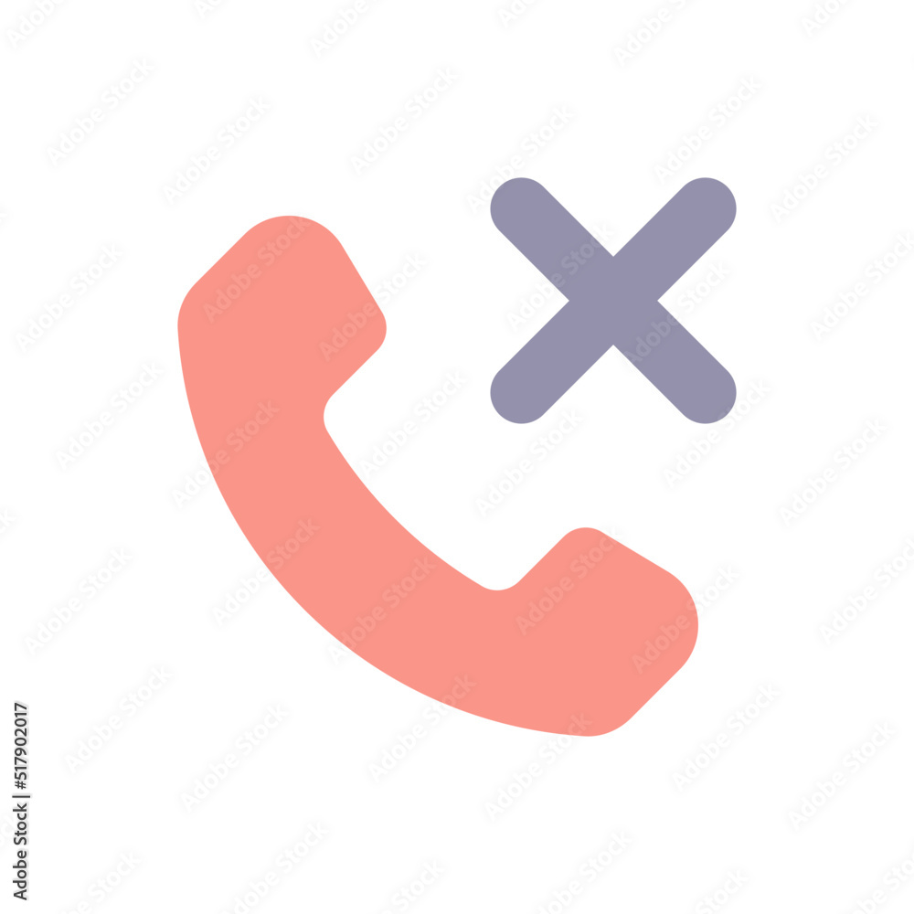 Decline phone call flat color ui icon. Reject feature. Ending ...