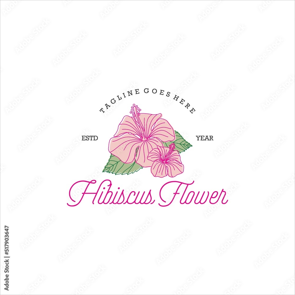 Hibiscus Logo Design Flower Vector Image Stock Vector | Adobe Stock