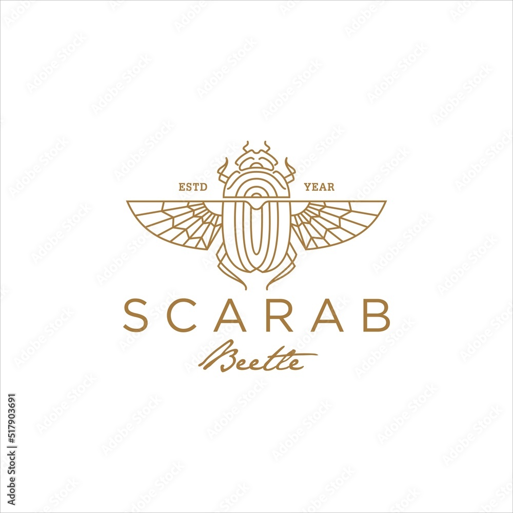 Scarab Logo Design Beetle Bug Vector Image Stock Vector | Adobe Stock