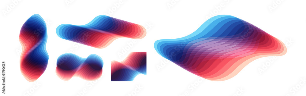 Abstract wavy background with dynamic effect. Vector illustration made of various overlapping ...