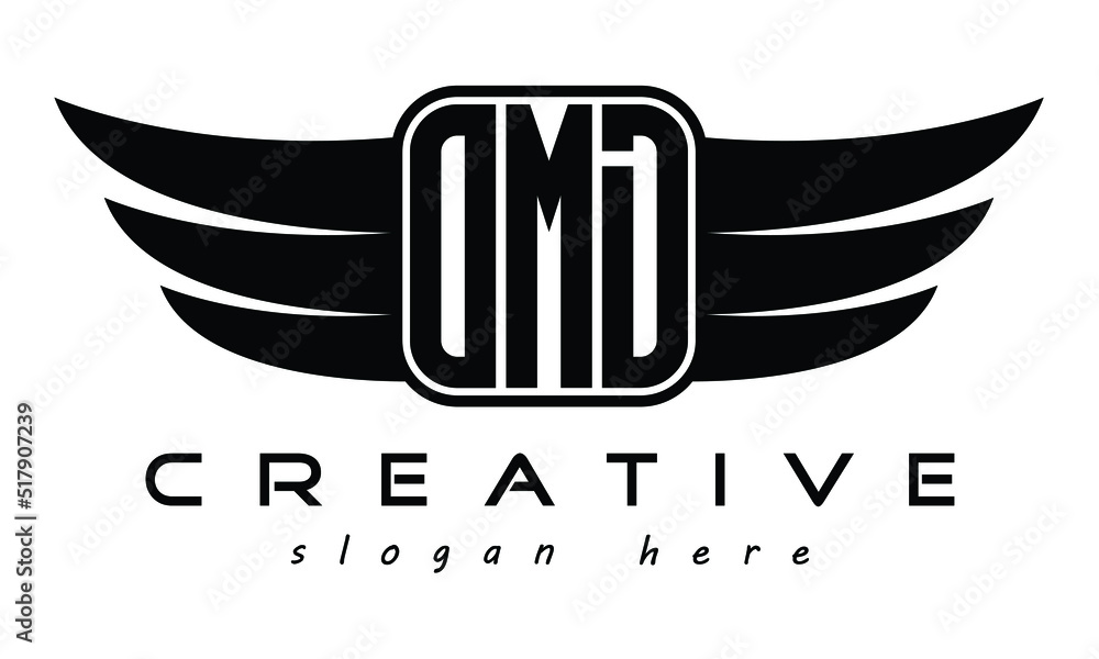 OMD three Letter Wings minimalist creative concept flag Flying abstract ...