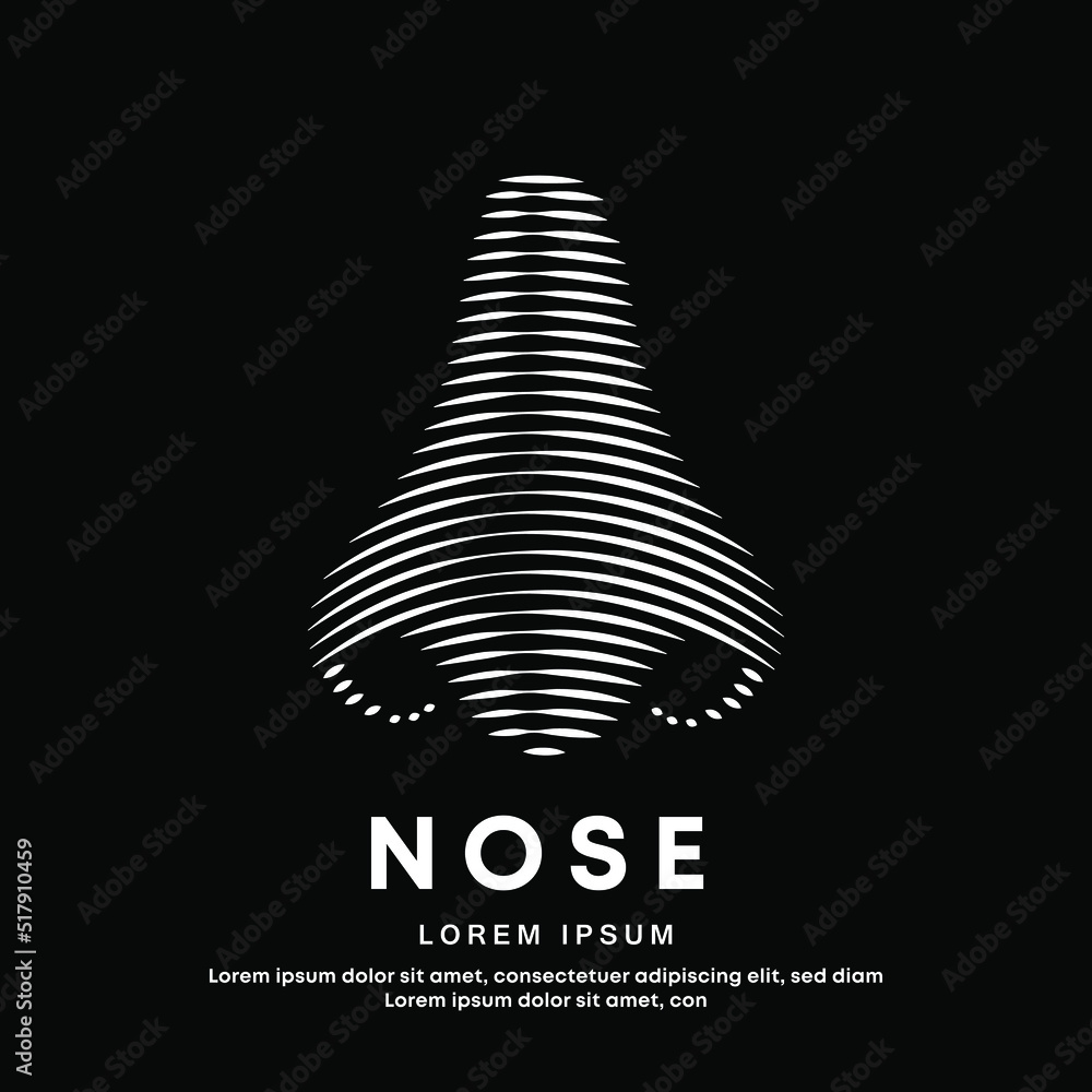 Human nose medical structure. simple line art nose logo design vector ...