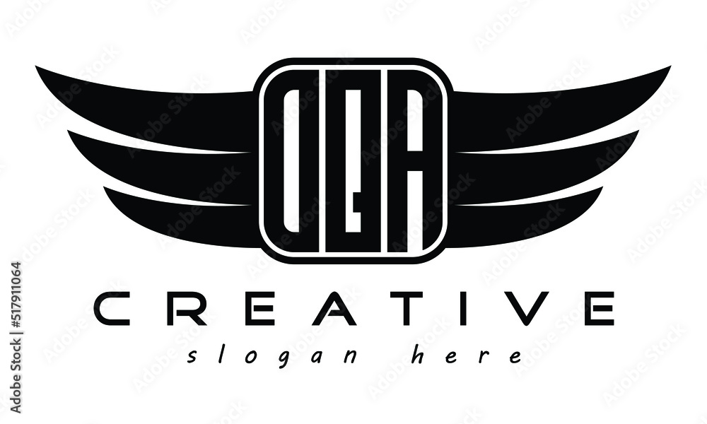 OQA three Letter Wings minimalist creative concept flag Flying abstract ...