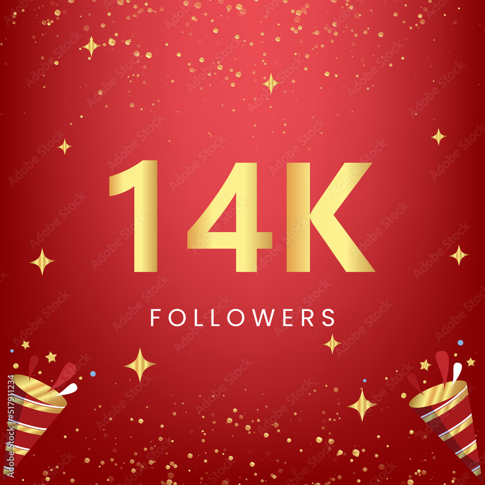 Thank you 14k or 14 thousand followers with gold bokeh and star ...