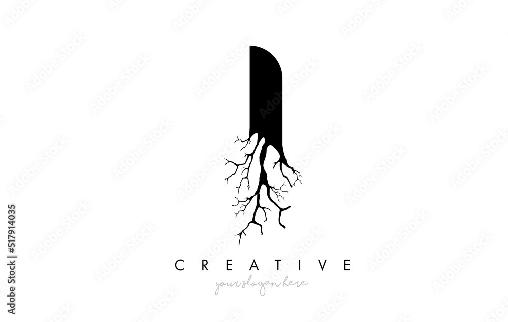 Letter I Design Logo with Creative Tree Branch. I Letter Tree Icon Logo ...