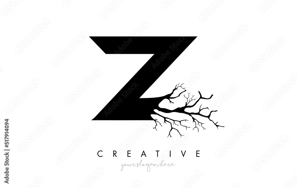 Letter Z Design Logo with Creative Tree Branch. Z Letter Tree Icon Logo ... Letter Z Design Logo with Creative Tree Branch. Z Letter Tree Icon Logo ...