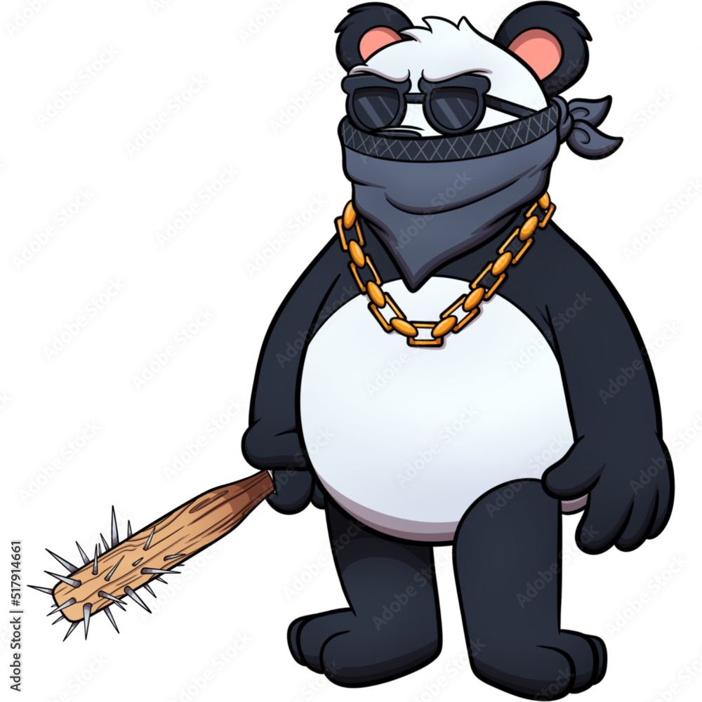 Vetor de Cartoon panda thug. Vector clip art illustration with simple gradients. All in one ...