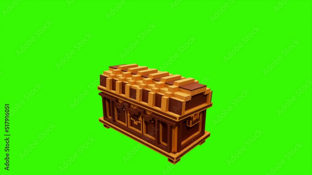 3D illustration of animated coffin opening and closing using voxel art ...