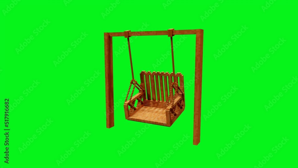 Animation of 3D garden swing illustration using voxel art style. on ...