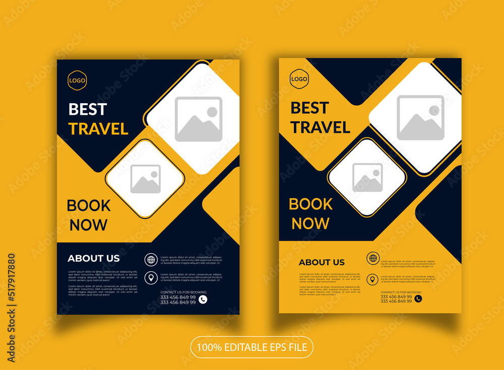 Travel poster or flyer pamphlet brochure design layout space for photo ...
