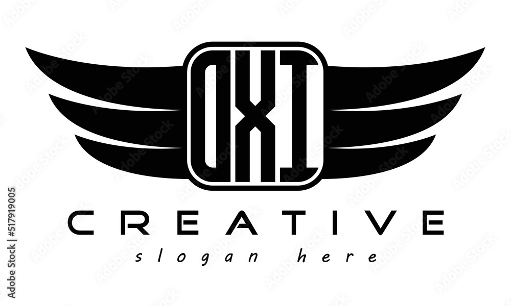 OXI three Letter Wings minimalist creative concept flag Flying abstract ...