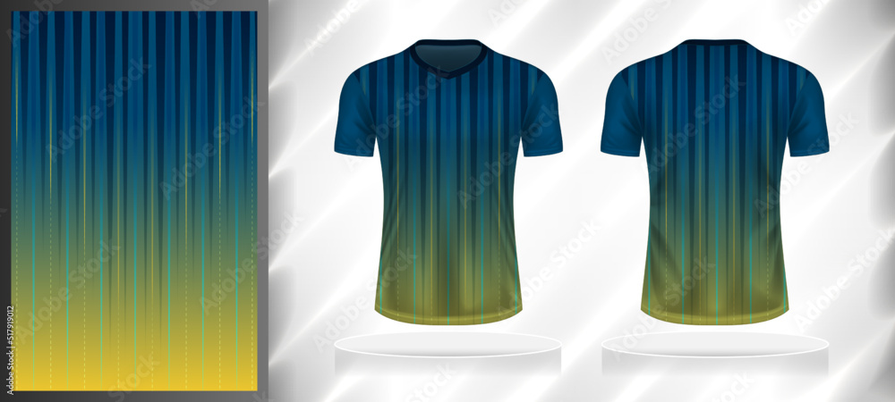 Vector sport pattern design template for V-neck T-shirt front and back ...