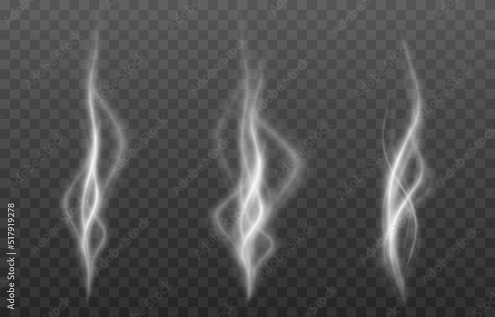 Vector set of smoke on an isolated transparent background. PNG smoke ...