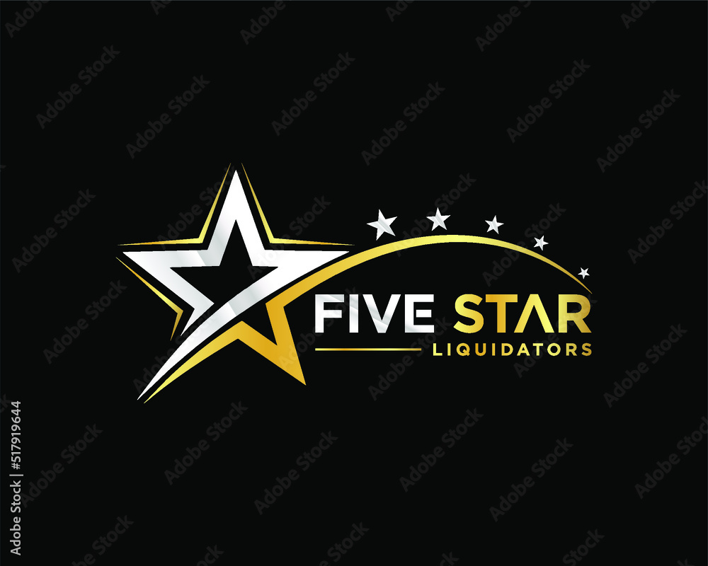Five star logo concept red and metalic color Stock Vector | Adobe Stock