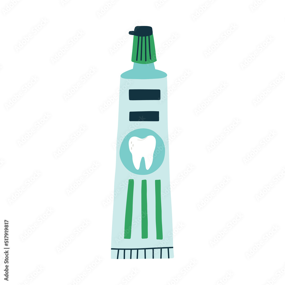 Toothpaste tube. Isolated clipart in doodle, cartoon, flat style on ...