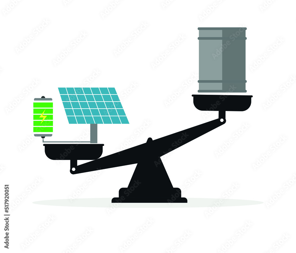 renewable and non-renewable energy sources vector illustration. Stock ...
