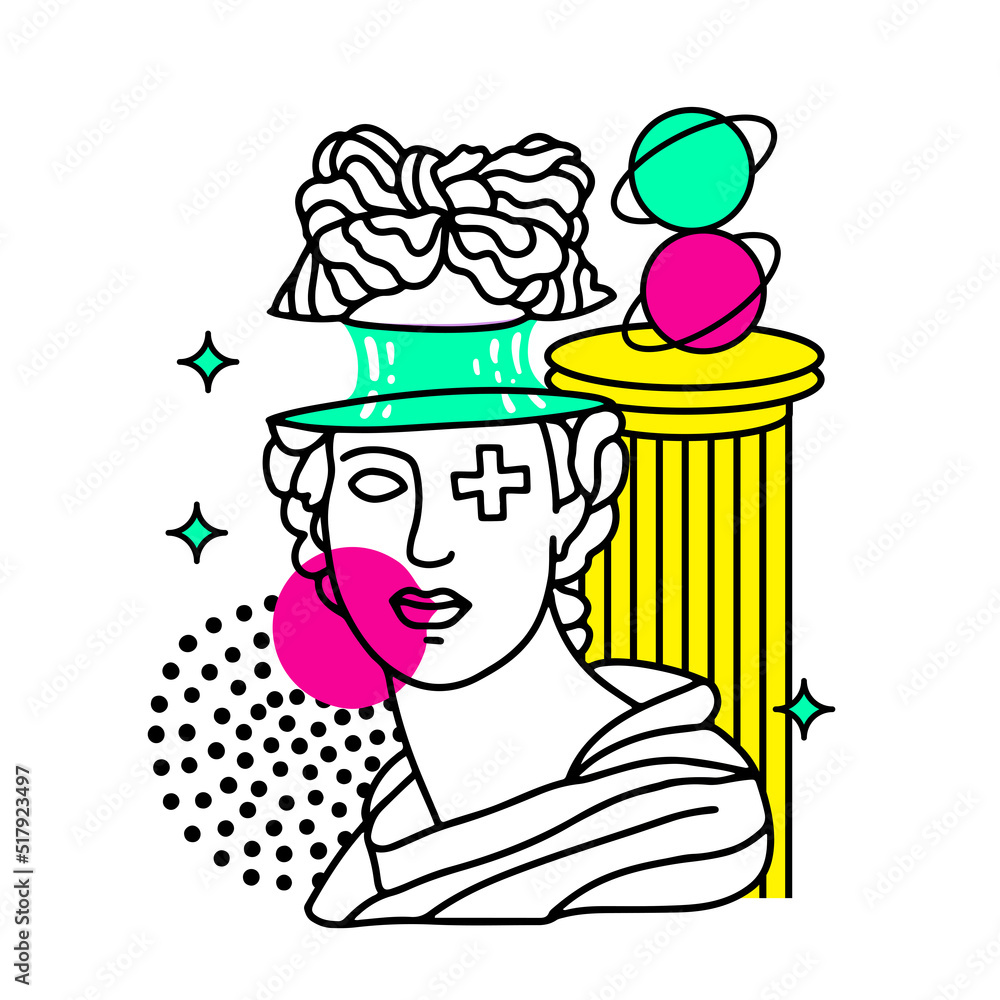 Isolated Trippy psychedelic greek sculpture with trippy metaphor ...