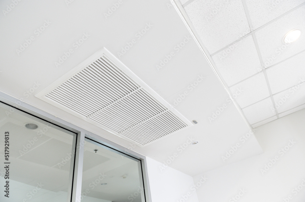 Ceiling mounted cassette type air conditioner Stock Photo | Adobe Stock